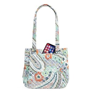 Vera Bradley Women's Cotton Multi-Compartment Shoulder Satchel Purse, Citrus Paisley - Recycled Cotton, One Size