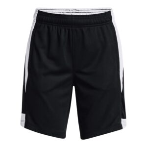 under armour girls baseline 6" basketball shorts, (001) black / / white, medium