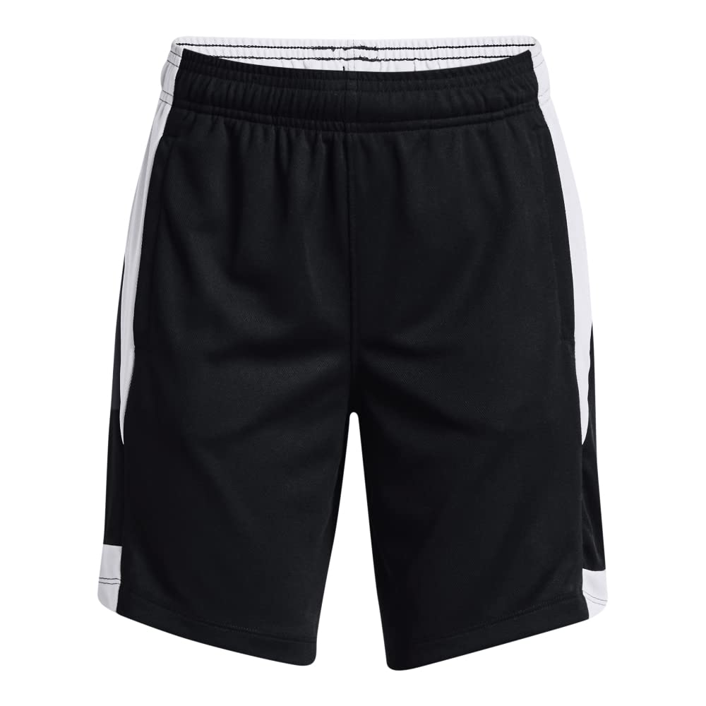 Under Armour Girls Baseline 6" Basketball Shorts, (001) Black / / White, Medium