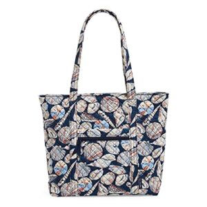 vera bradley women's cotton vera tote bag, morning shells - recycled cotton, one size