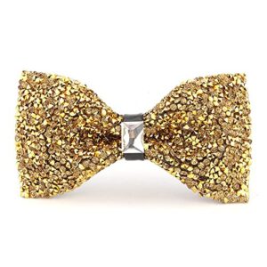 accfod gold rhinestone bow ties for men pre tied sequin diamond bowties with adjustable length - party banquet wedding bow tie