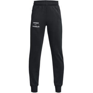 under armour boys armourfleece graphic jogger, (001) black / / pitch gray, youth medium