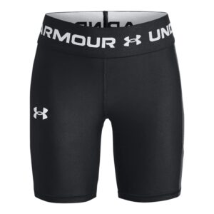 under armour girls' heatgear bike short, (001) black / / white, youth x-large