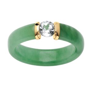 palmbeach 10k yellow gold genuine green red or black jade with genuine white topaz or garnet ring size 7