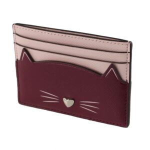 kate spade new york meow cat small slim card holder, pink multi