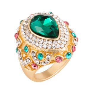 ckhao women ring - 28mm big size antique gold plated turkish style green gemstone vintage girls ring women jewelry z0252 (7)