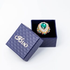 CKHAO Women Ring - 28mm Big Size Antique Gold Plated Turkish Style Green Gemstone Vintage Girls Ring Women Jewelry Z0252 (7)