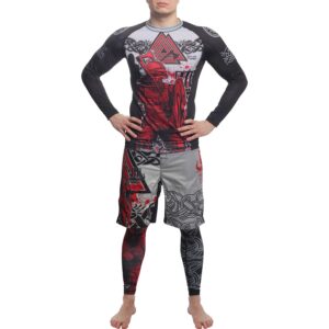 ardcore Training Viking 2.0 Men's Rash Guard Compression Long Sleeve MMA No-Gi Tight BJJ Grappling Base Layer Fitness Grey