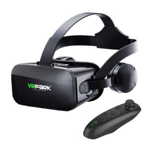 yitopus vr headset compatible with iphone and android phones | black head-mounted vr glasses movies games |telephone function adaptation panoramic video(black)