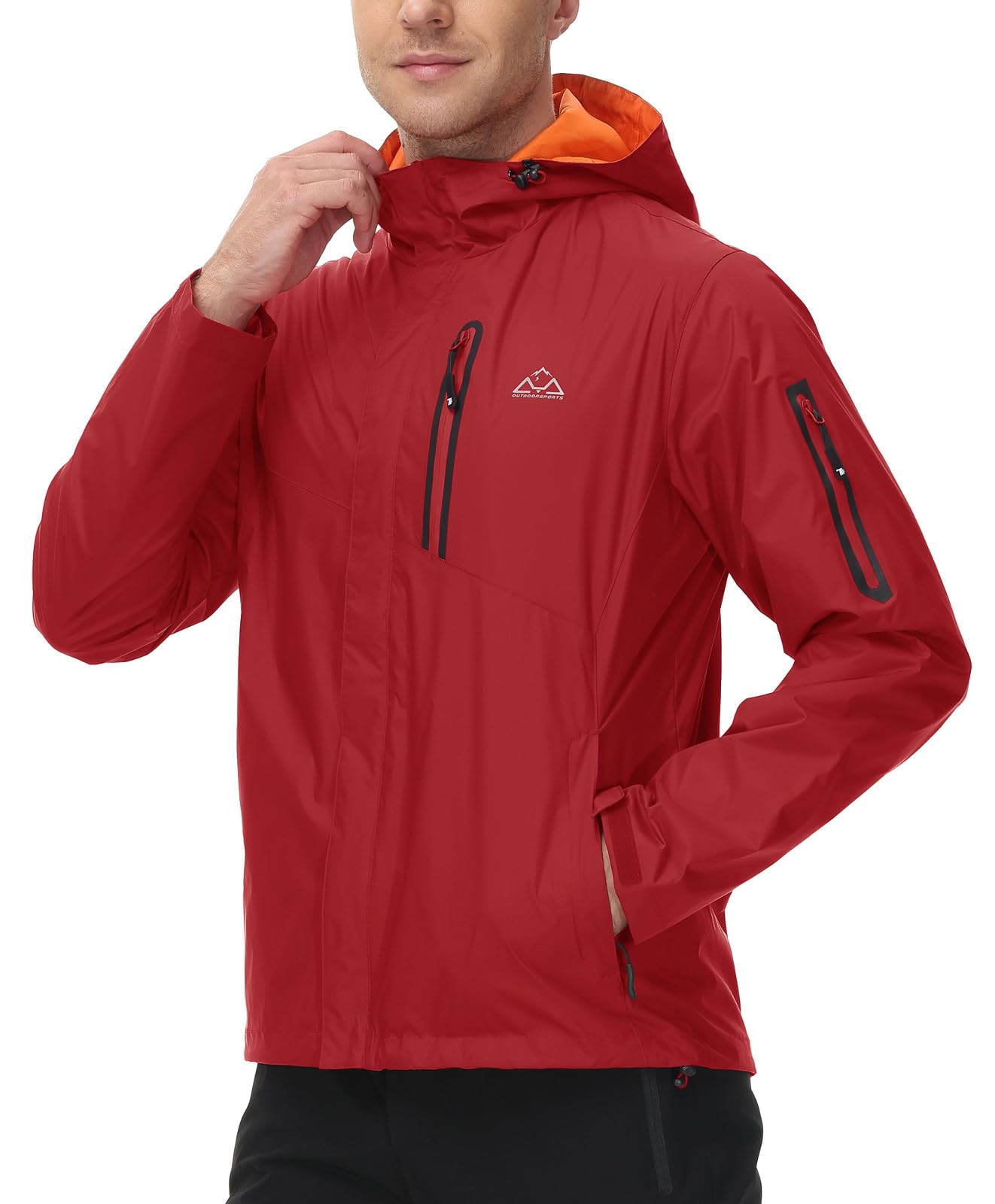 TBMPOY Men's Lightweight Rain Jackets Waterproof Hooded Running Cycling Hiking Raincoat Outdoor Windbreaker Wine Red M