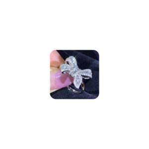 cutesmile 18k platinum plated shiny cubic zirconia crystal bow-knot engagement wedding ring (10)