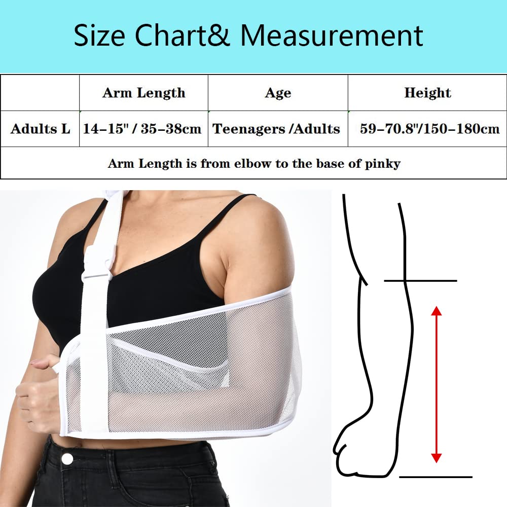 Ledhlth White Mesh Arm Sling for Shoulder Injury Women Shower Sling for Men Shoulder Sling for Shoulder Surgery Elbow Wrist Sling for Broken Arm