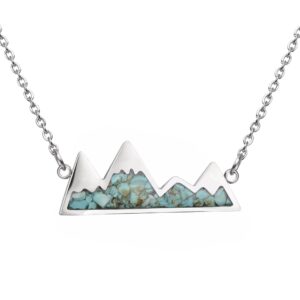 lauren-spencer gemstone mountain necklace for women turquoise malachite tumbled chips stone pendant necklace dainty snowy mountain range necklace for women nature jewelry gift (turquoise)