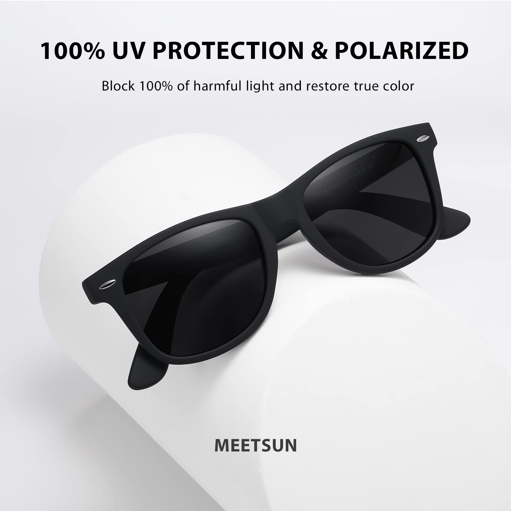 MEETSUN Polarized Sunglasses for Men Women Classic Retro Sun Glasses for Driving UV Protection (2 Pack) Black + Black Silver