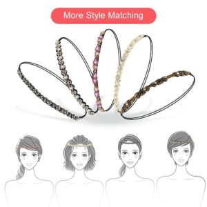 7 Pcs Rhinestone Beaded Headbands, Fashionable Crystal Beaded Elastic hairbands for Women Girls Hair Jewelry Accessories