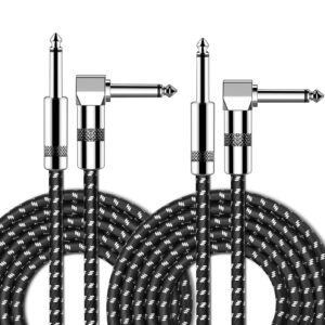 new bee guitar cable 2 pack 10 ft electric instrument cable bass amp cord 1/4 straight to straight for electric guitar, bass guitar, electric mandolin, pro audio