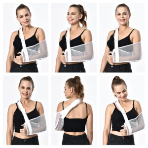 Ledhlth White Mesh Arm Sling for Shoulder Injury Women Shower Sling for Men Shoulder Sling for Shoulder Surgery Elbow Wrist Sling for Broken Arm