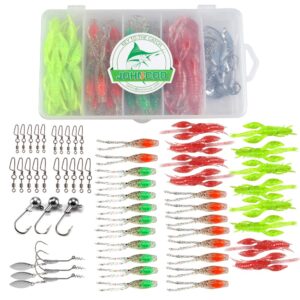 johncoo soft lures fishing tackle set swimbaits lures kit paddle tails craw baits curved tail grubs weighted hooks swivels fishing accessories for bass pike trout in freshwater or saltwater