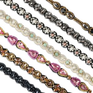 7 Pcs Rhinestone Beaded Headbands, Fashionable Crystal Beaded Elastic hairbands for Women Girls Hair Jewelry Accessories