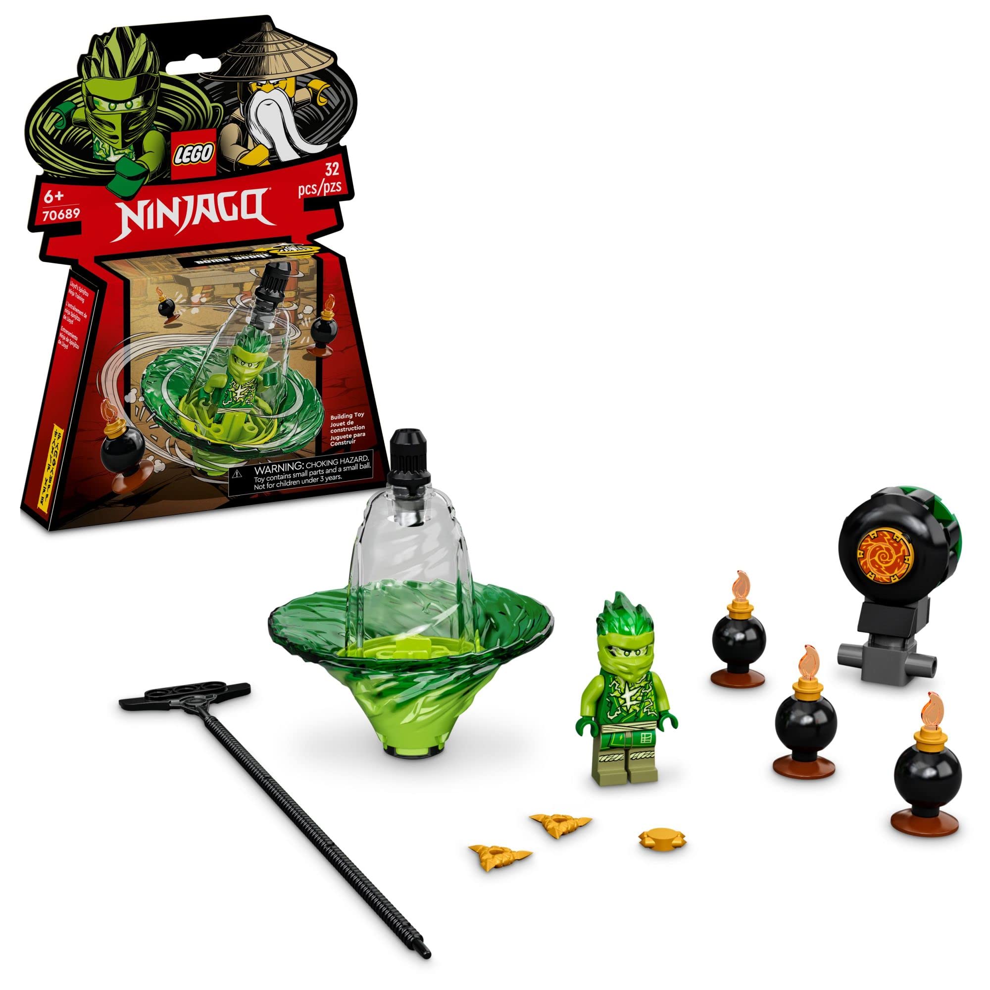 LEGO NINJAGO Lloyd’s Spinjitzu Ninja Training 70689 Spinning Toy Building Kit with NINJAGO Lloyd; Toy for Kids Aged 6+ (32 Pieces)