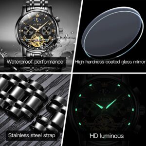 OLEVS Mens Automatic Watches Skeleton Mechanical Self Winding Luxury Fashion Dress Wrist Watch Luminous Waterproof