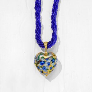 Ross-Simons Italian Multicolored Murano Heart Pendant Necklace in 18kt Gold Over Sterling. 18 inches