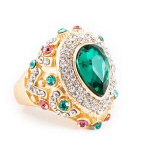 CKHAO Women Ring - 28mm Big Size Antique Gold Plated Turkish Style Green Gemstone Vintage Girls Ring Women Jewelry Z0252 (7)