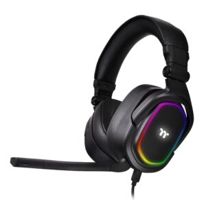 thermaltake argent h5 rgb 7.1 surround gaming headset, 50mm hi-res drivers, compatible with pc, xbox one, ps4, mac, mobile and nintendo switch, black, ght-thf-diecbk-31