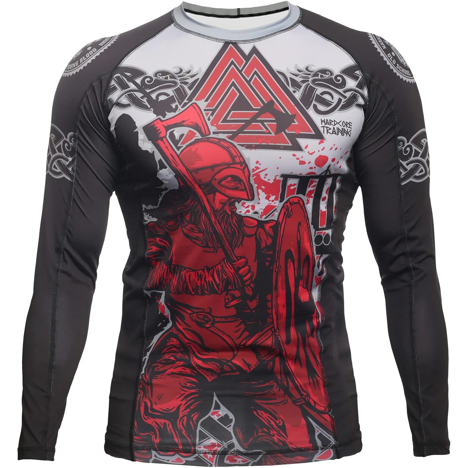 ardcore Training Viking 2.0 Men's Rash Guard Compression Long Sleeve MMA No-Gi Tight BJJ Grappling Base Layer Fitness Grey