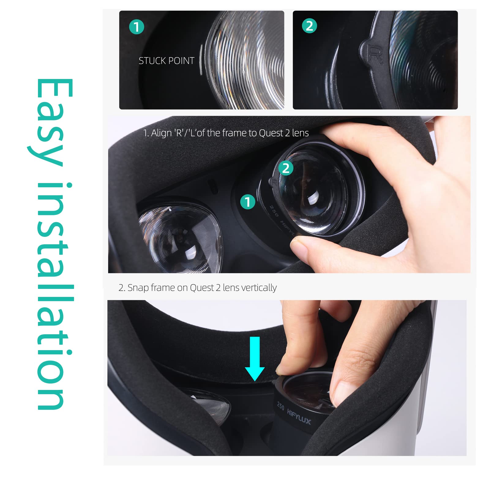 Myopia Glasses Lens Compatible with Oculus Quest 2 VR Headset accessories , customized Frame Plus Protecting Lens Combination 1 Pair (-1.50)