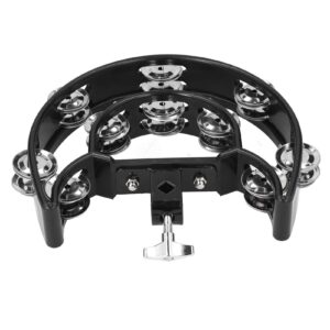 Hand Hi Hat Tambourine Double Row Bells Metal Jingles Musical Percussion Instrument for KTV Party