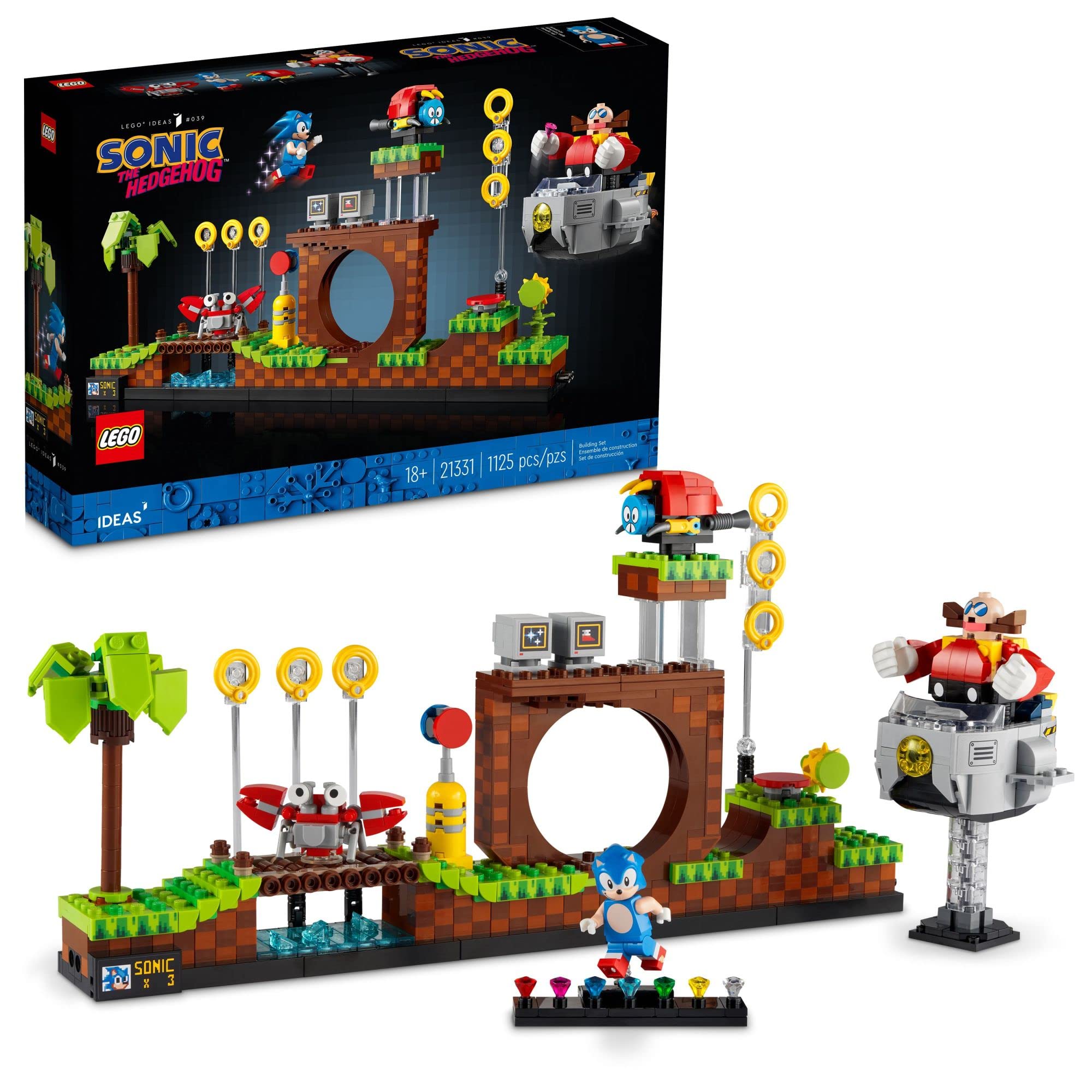 LEGO Ideas Sonic The Hedgehog – Green Hill Zone 21331 Collectible Set, Nostalgic 90's Gift Idea for Adults with Dr. Eggman Figure and Eggmobile