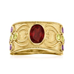 ross-simons 1.70 ct. t.w. multi-gemstone ring in 18kt gold over sterling. size 6