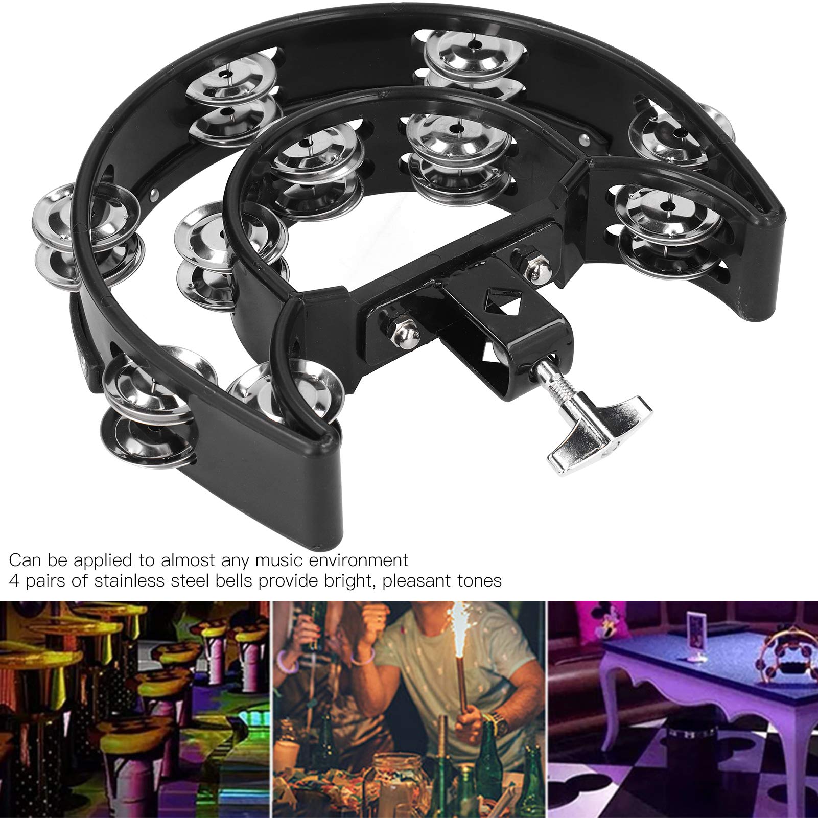 Hand Hi Hat Tambourine Double Row Bells Metal Jingles Musical Percussion Instrument for KTV Party