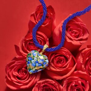 Ross-Simons Italian Multicolored Murano Heart Pendant Necklace in 18kt Gold Over Sterling. 18 inches