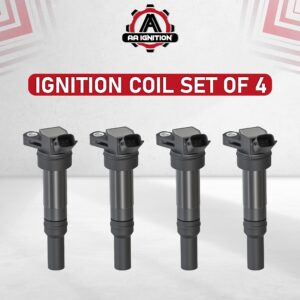 Ignition Coil Pack Set of 4 - Compatible with Hyundai & Kia Vehicles - 1.4L, 1.6L, 1.8L, 2.0L, 2.4L - Elantra, Tucson, Forte, Soul - Replaces UF651, C1804, 27300-2E000, 5C1861, 1788511