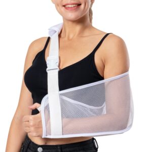 ledhlth white mesh arm sling for shoulder injury women shower sling for men shoulder sling for shoulder surgery elbow wrist sling for broken arm