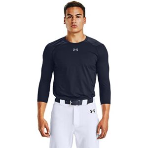 under armour men's isochill 3/4 sleeve shirt, (410) midnight navy / / baseball gray, x-large