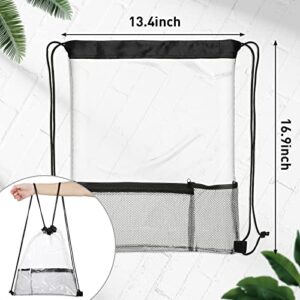 Riakrum 20 Pack Clear Drawstring Bags Bulk, Clear Drawstring Stadium Approved, Waterproof Sling Bag, PVC Plastic String Backpack for Travel, Sporting Events, Concerts, Festival, Beach, Swimming