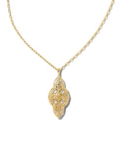 kendra scott abbie long pendant necklace in 14k gold-plated brass, fashion jewelry for women, gold