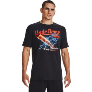 under armour men's lightning script baseball short sleeve t-shirt, (001) black / / white, x-large