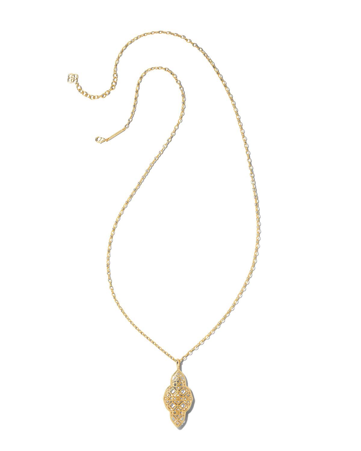 Kendra Scott Abbie Long Pendant Necklace in 14k Gold-Plated Brass, Fashion Jewelry for Women, Gold