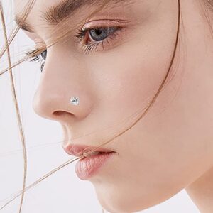 Vitaltyextracts Nose Stud Corkscrew Nose Rings 20g Hypoallergenic Surgical Steel Nose Ring Fake Nose Piercing kit Cubic Zirconia Clear Nose Studs