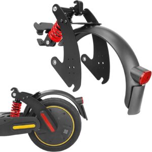 ybang rear suspension kit with mudguard and led taillight for segway ninebot max g30 electric scooter shockproof vibration damper accessories (red)