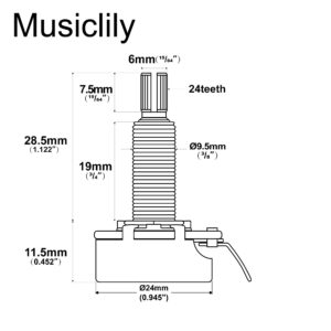 CTS 450 Series A500K Split Long Shaft Guitar Pots Audio Taper Potentiometers for USA Electric Guitar and Bass, 10% Tolerance (Set of 2)