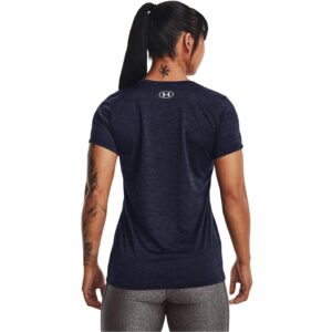 Under Armour Women's Tech Twist T-Shirt, (410) Midnight Navy/Cadet/Metallic Silver, Medium