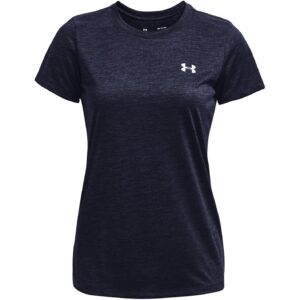 under armour women's tech twist t-shirt, (410) midnight navy/cadet/metallic silver, medium