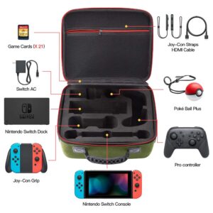 Retear Switch Case Compatible with Nintendo Switch/Switch OLED Model 2021, Portable Hard Shell Protective Travel Storage Bag for Switch Console Pro Controller Accessories Black