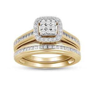 jewelili yellow gold over sterling silver 1/5 cttw natural white round diamond ring