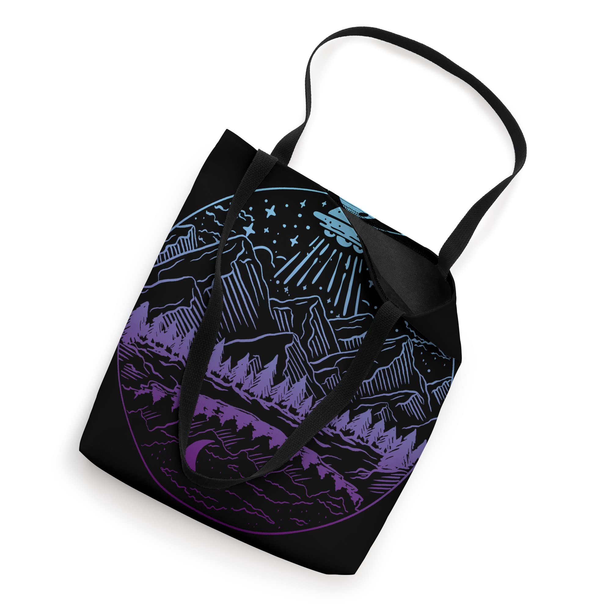 Galaxy UFO Abduction Space Astronaut Nature Lake Moon Alien Tote Bag